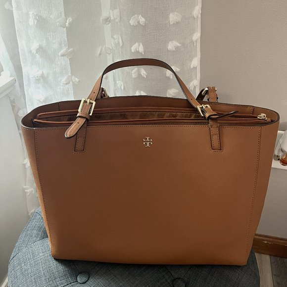 Tory Burch | Bags | Tory Burch Brown Leather Large York Buckle Tote | Poshmark